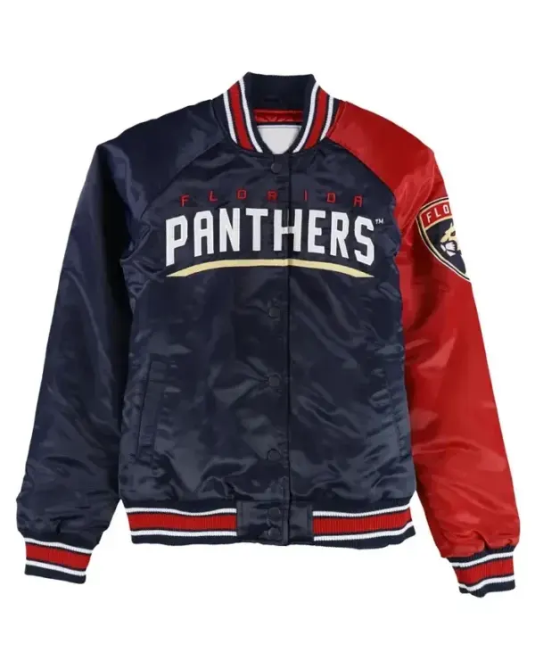 Florida Panthers Hometown Blue and Red Varsity Satin Jacket - Jacket Craze