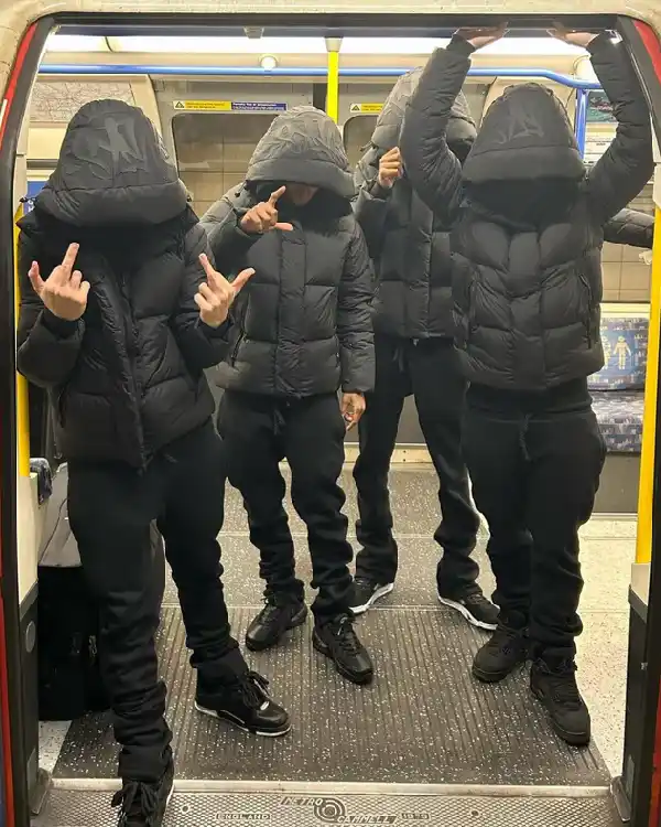 Central Cee Syna World Logo Puffer Jacket – Blackout - Jacket Craze