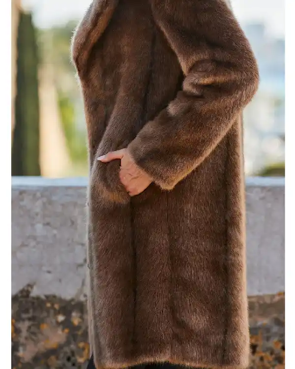 Maya Brown Faux Fur Coat - Jacket Craze