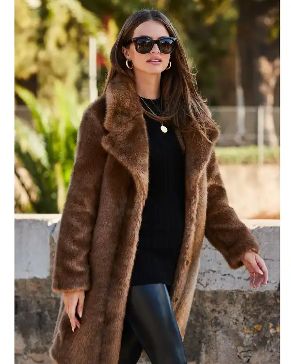 Maya Brown Faux Fur Coat - Jacket Craze